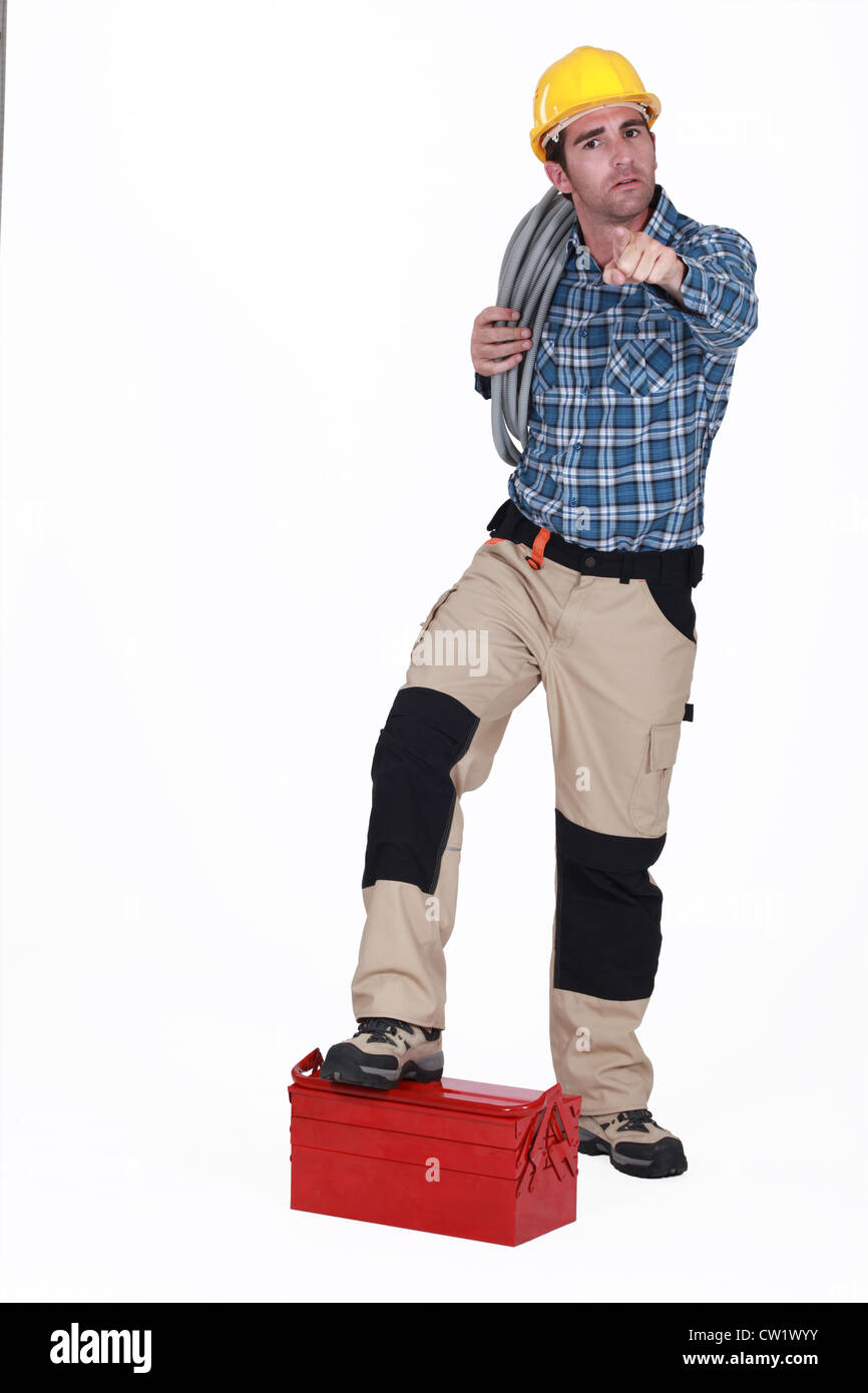 Worker with his tool box Stock Photo - Alamy