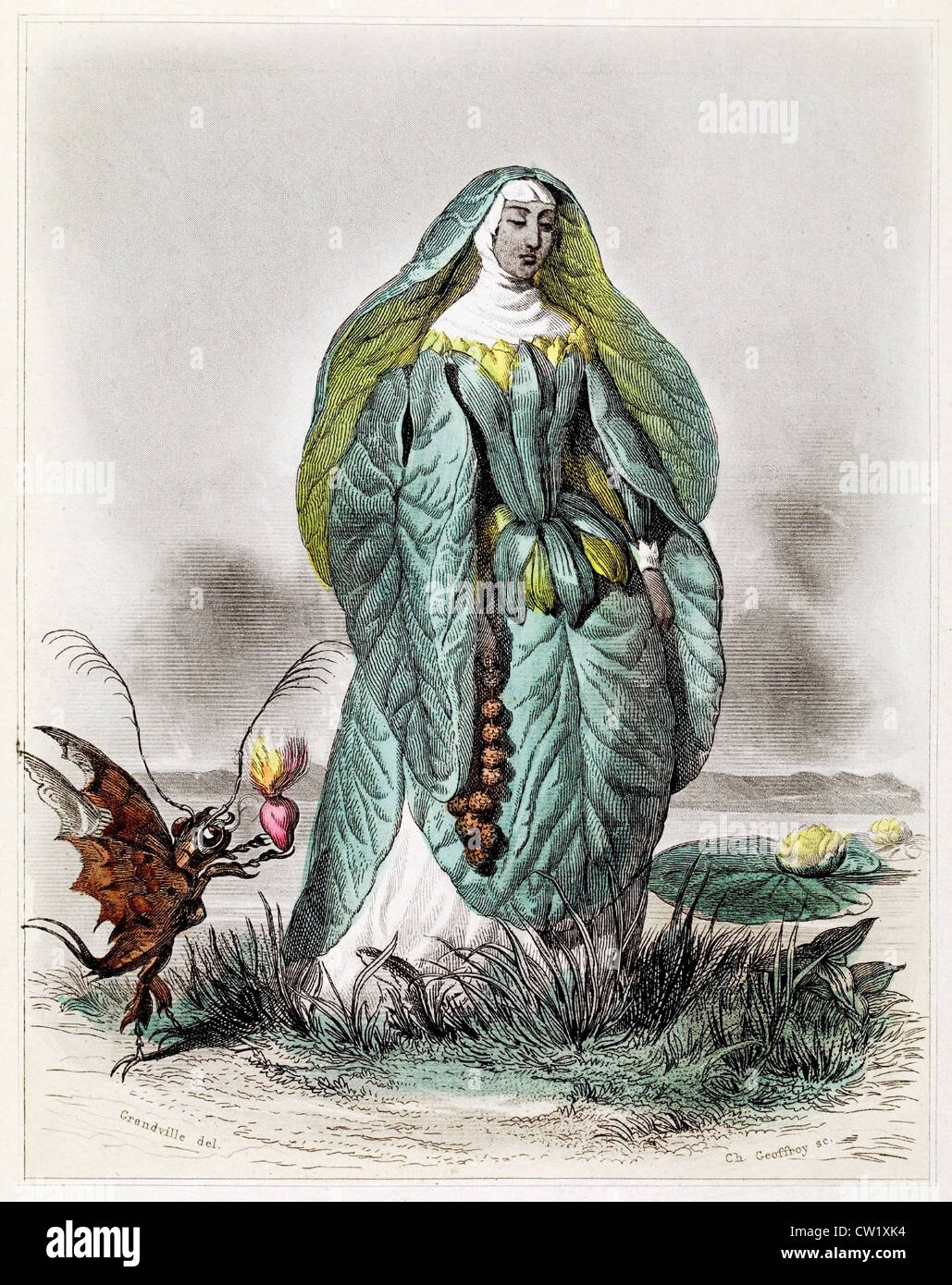 Woman as nun as devil with love to insect gift hi-res stock photography ...