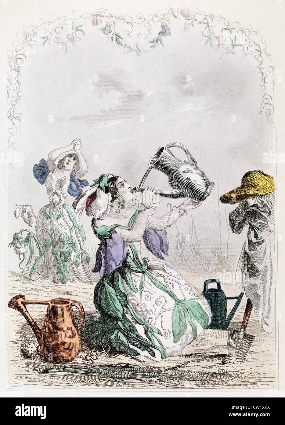 Greedy woman drinking from watering hi-res stock photography and images ...