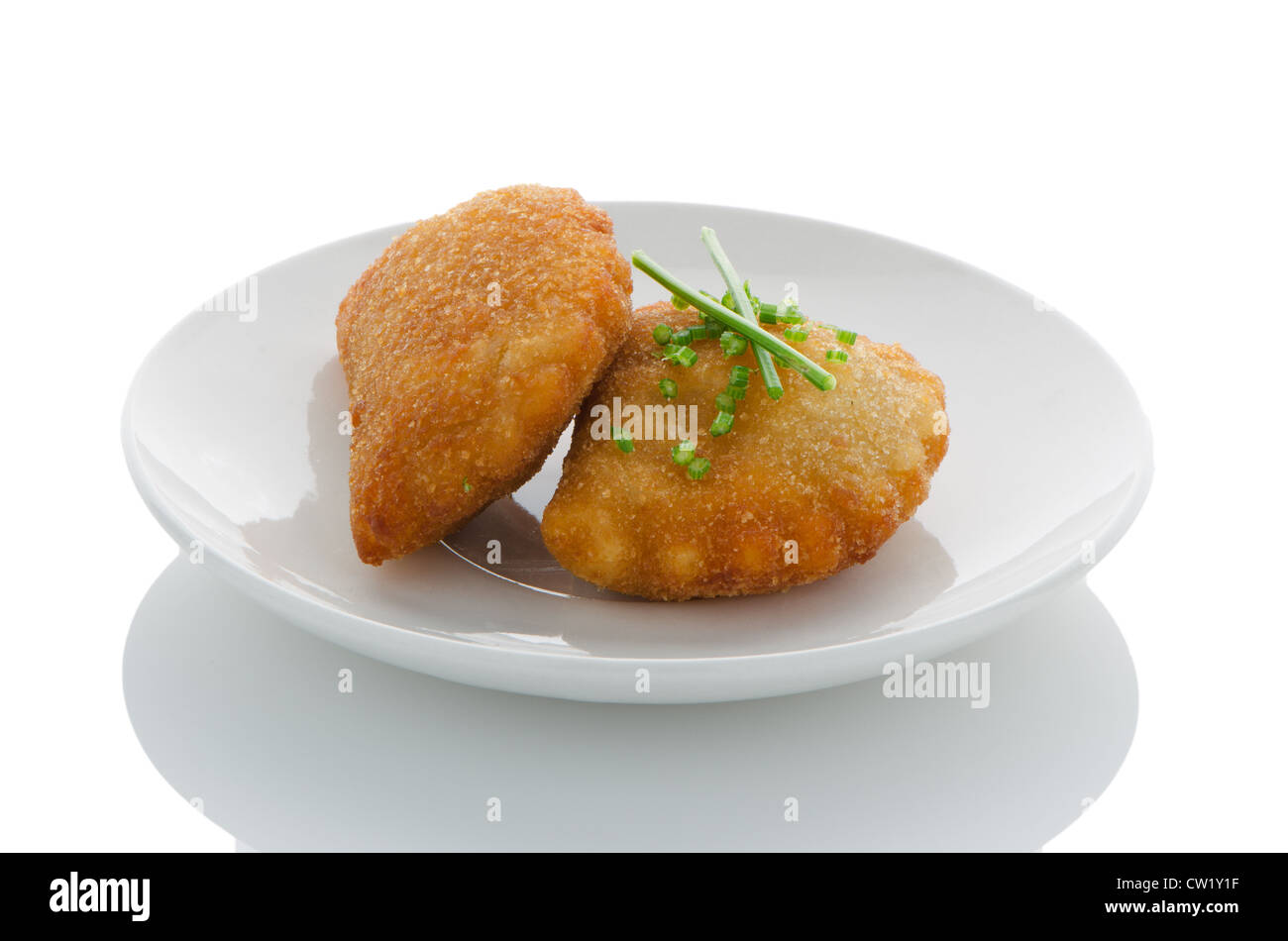 Rissole - Chicken and cheese rissole served with salad Stock Photo - Alamy