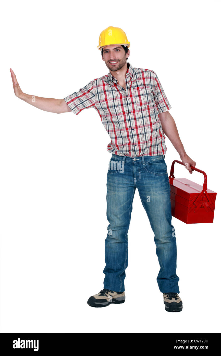 Craftsman with tool box Stock Photo - Alamy