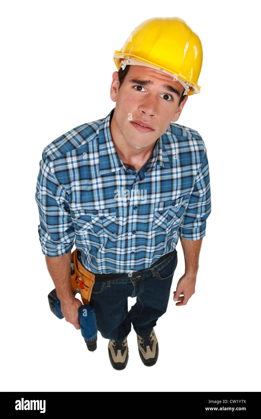 Sad looking builder Stock Photo - Alamy