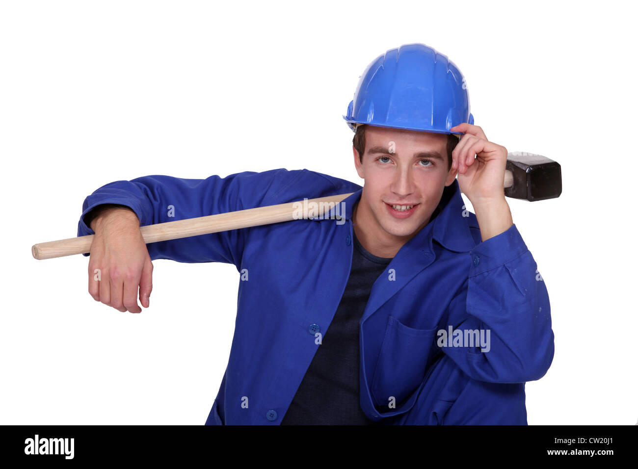 Man posing with sledge-hammer Stock Photo - Alamy