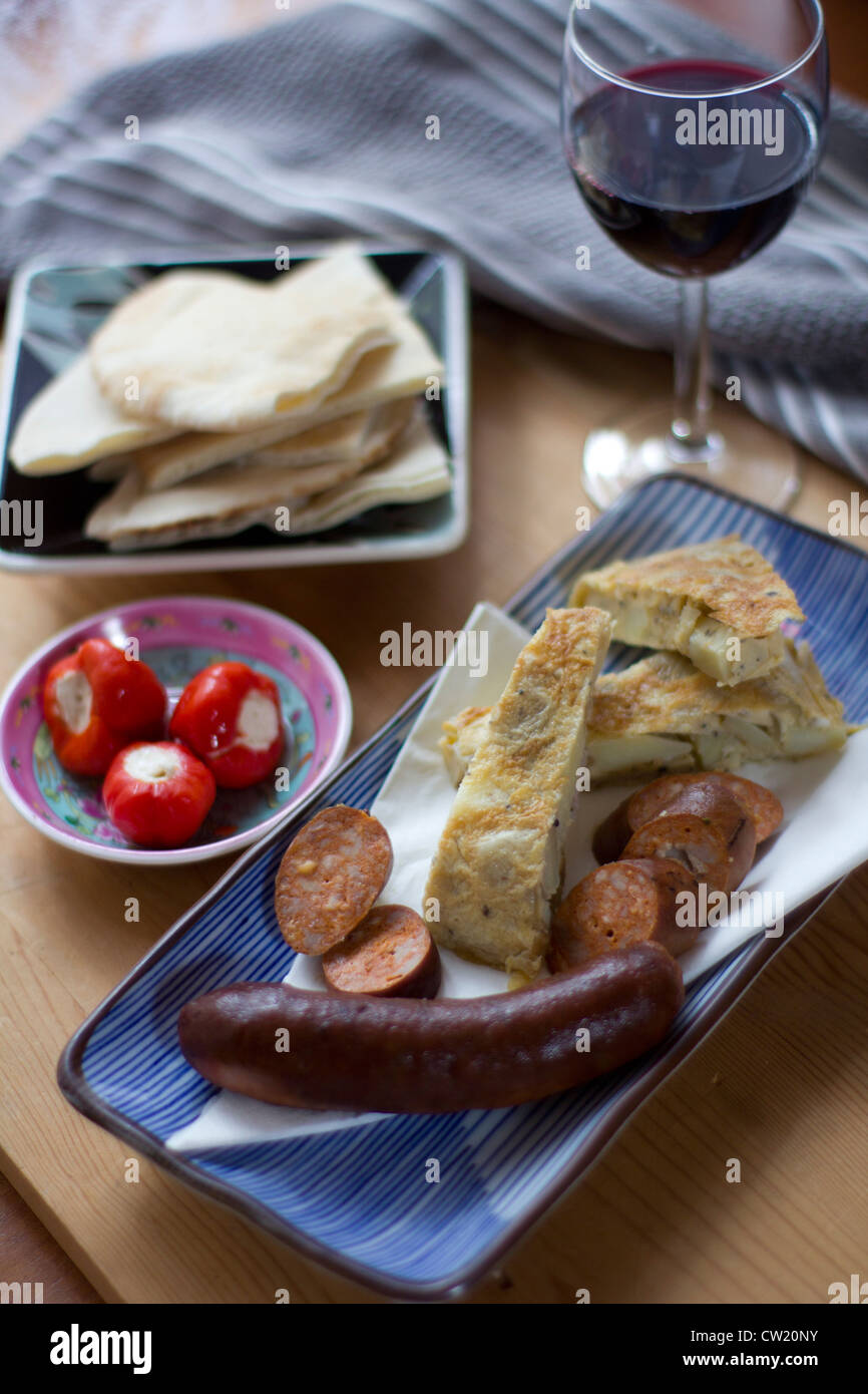 Spanish tapas and red wine hi-res stock photography and images - Alamy