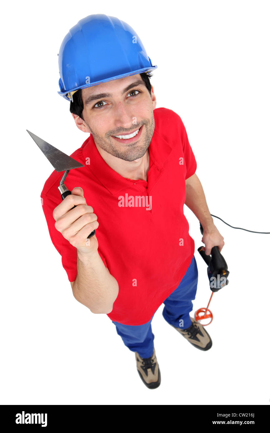 A mason with tools Stock Photo - Alamy