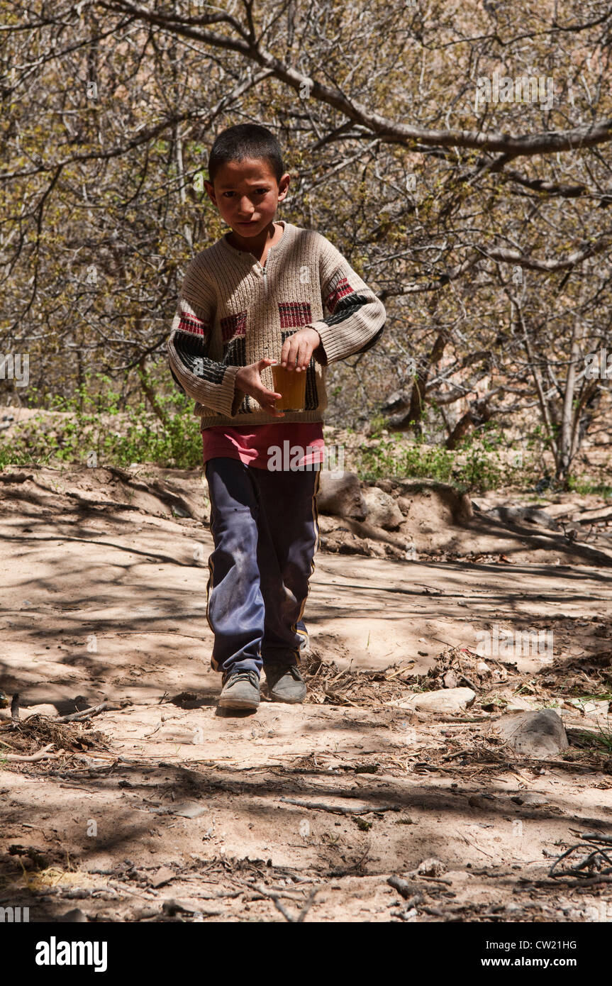 Berber boy with tea in the Southern Atlas Mountains, Morocco Stock ...