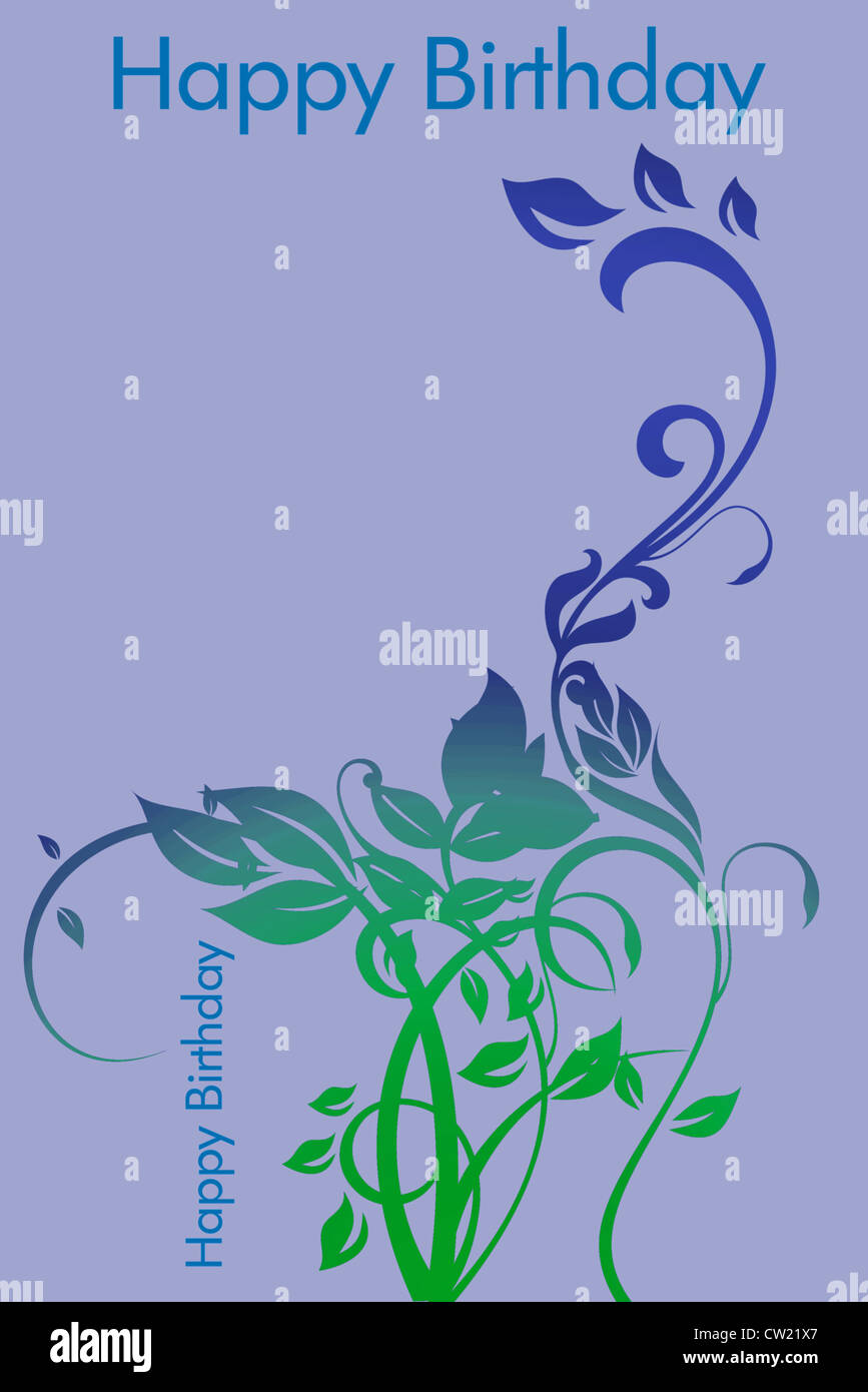 Illustrated birthday card with flowers, gradient and space for your ...
