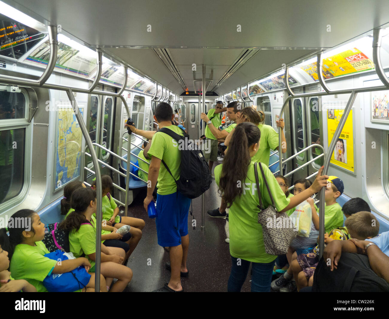 group of students on the subway Stock Photo - Alamy