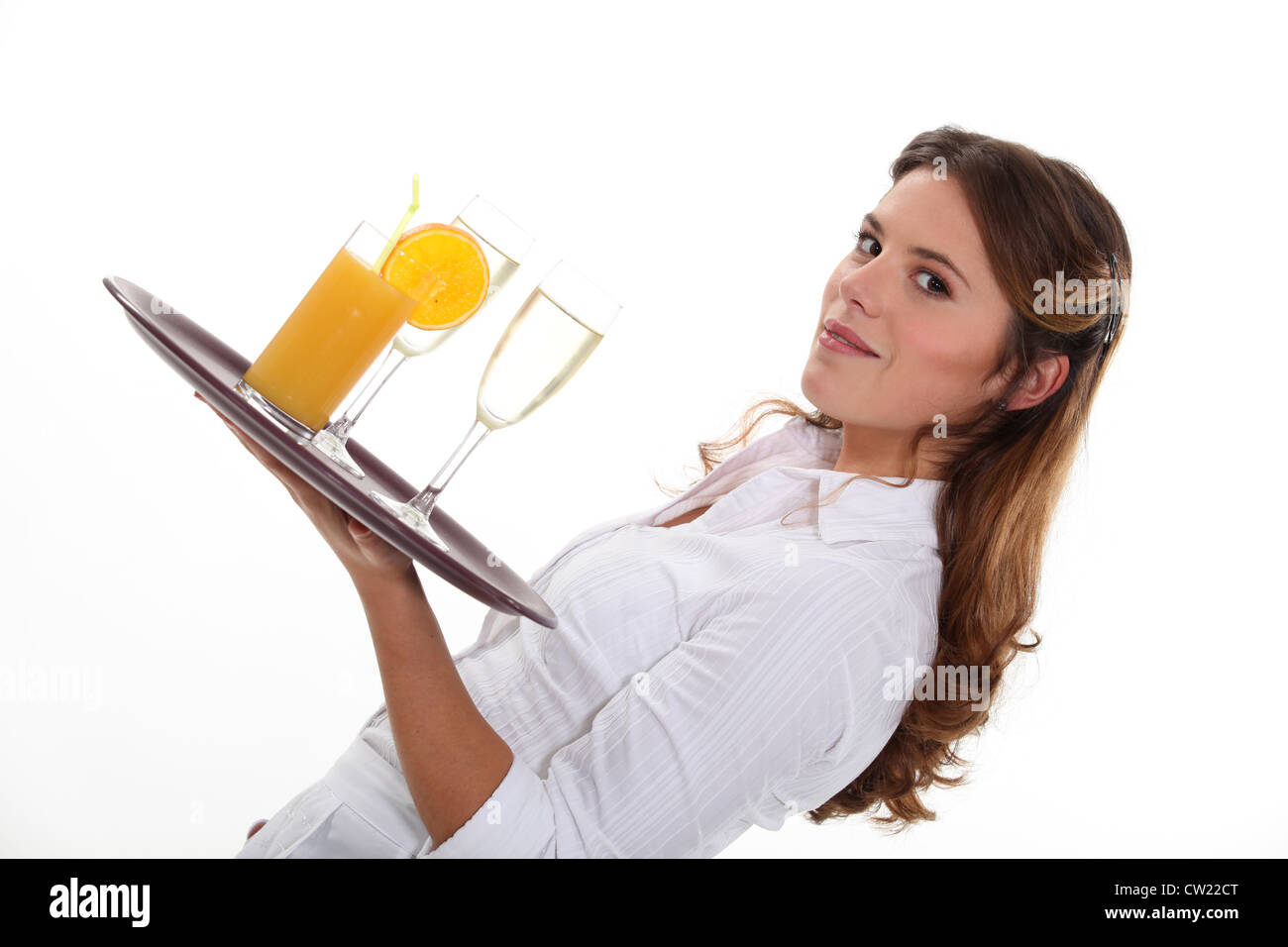 Waitress serving drinks Stock Photo - Alamy
