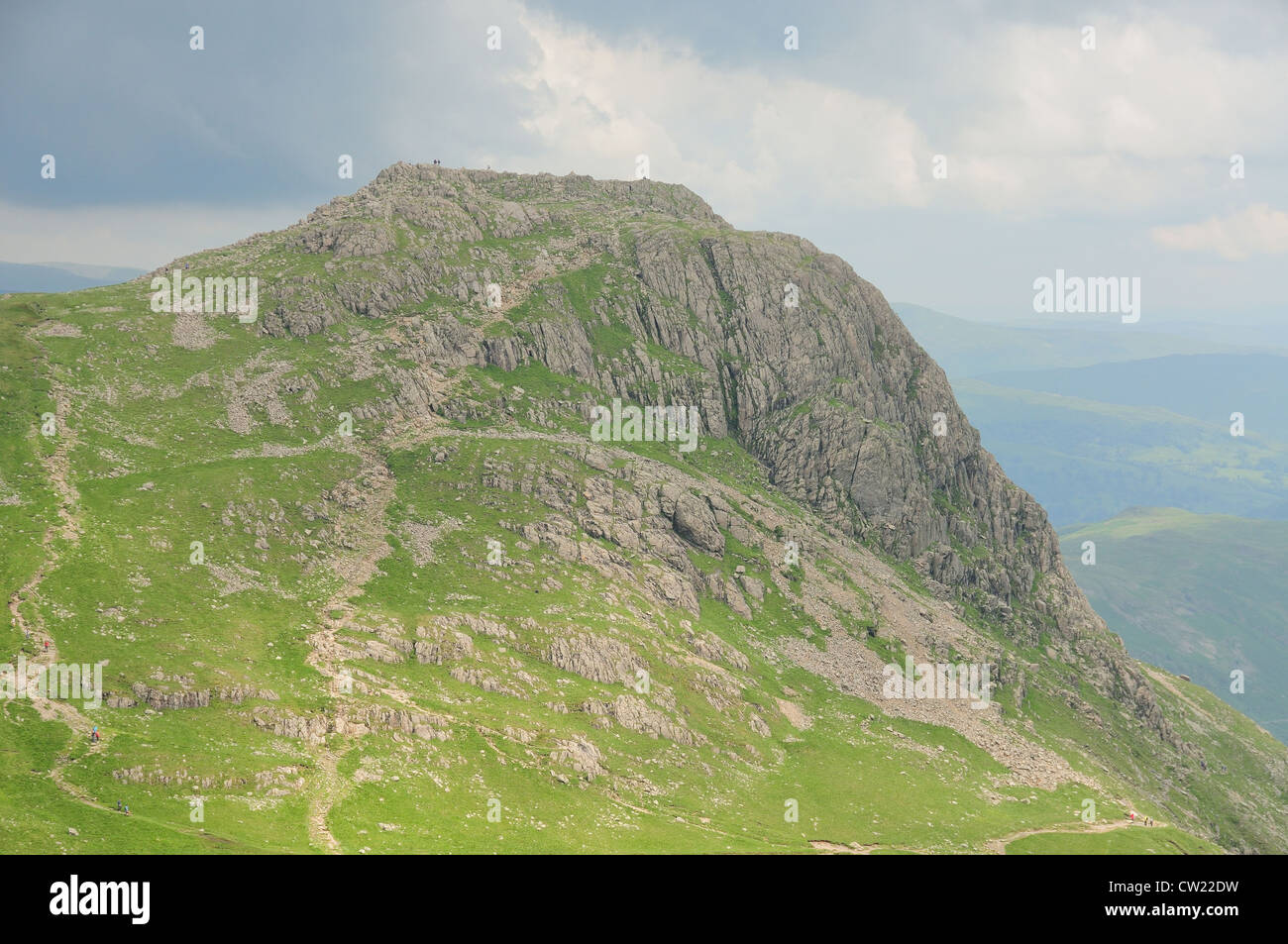 View of Harrison Stickle from Pike of Stickle. Langdale PIkes in summer ...