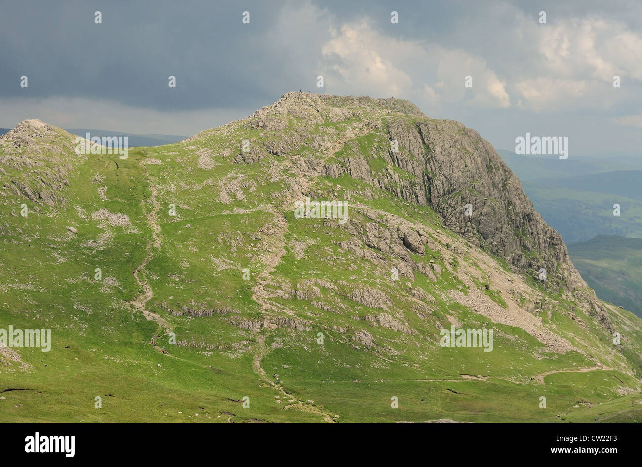 View of Harrison Stickle from Pike of Stickle. Langdale PIkes in summer ...