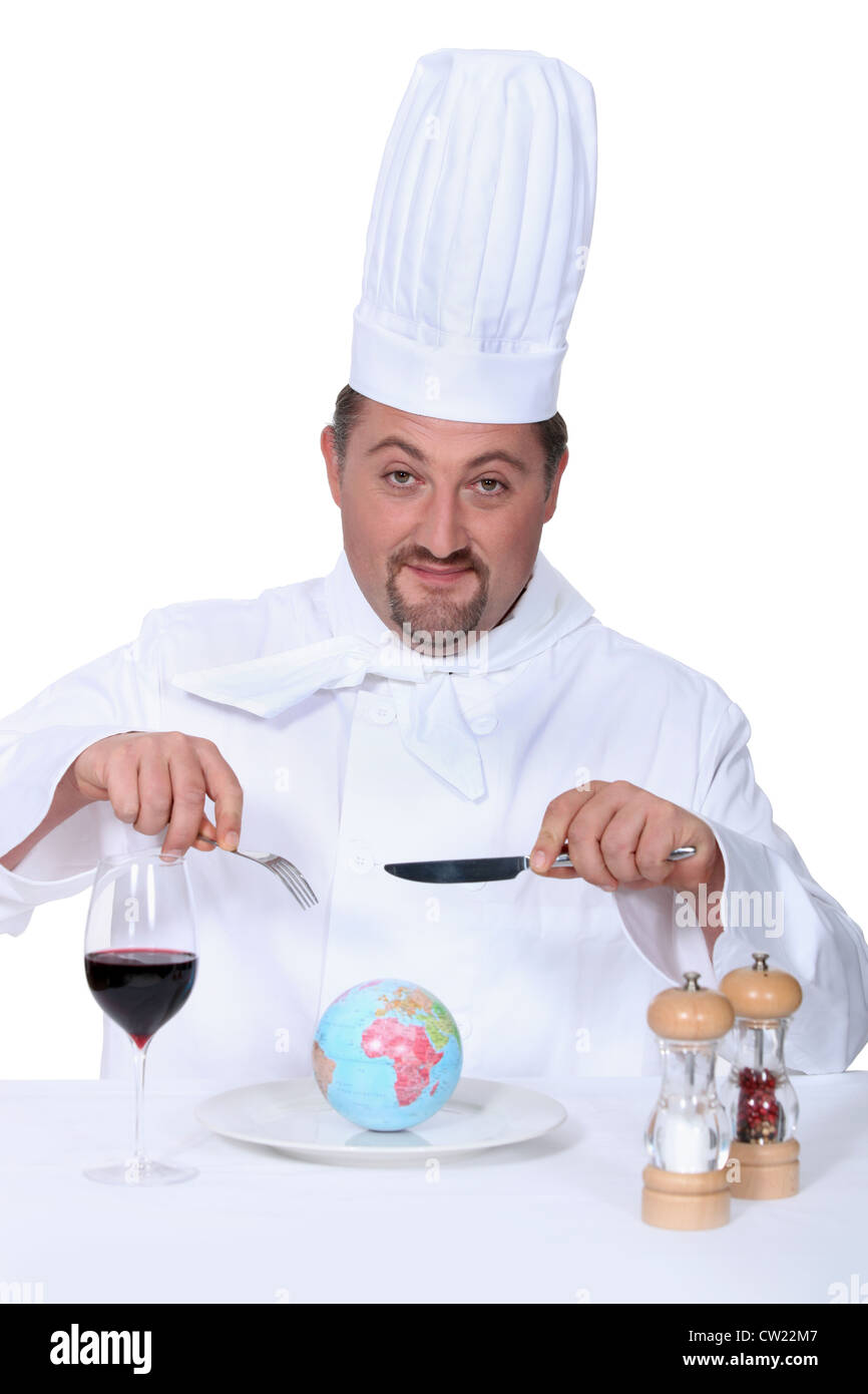 chef having meal in restaurant Stock Photo - Alamy