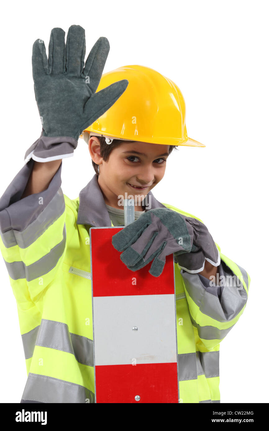 boy dressed as site foreman Stock Photo - Alamy