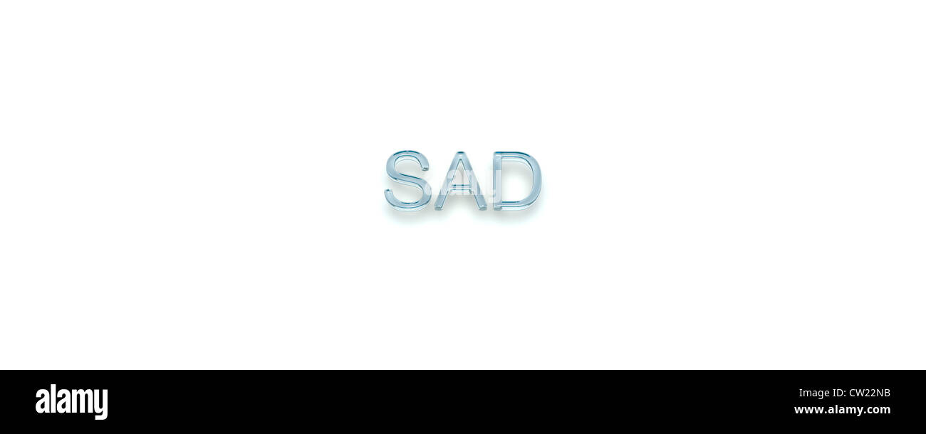 3D Key Word "SAD" Glass Style Stock Photo - Alamy