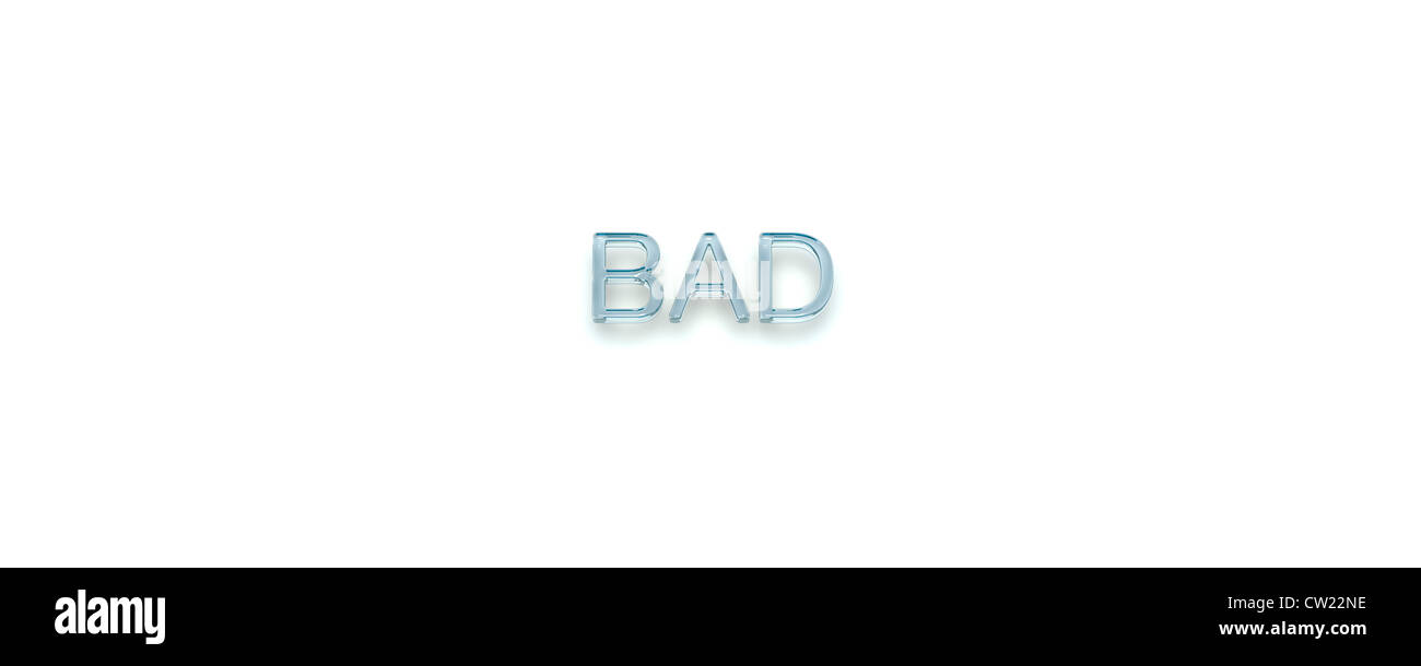 3D Key Word "BAD" Glass Style Stock Photo - Alamy