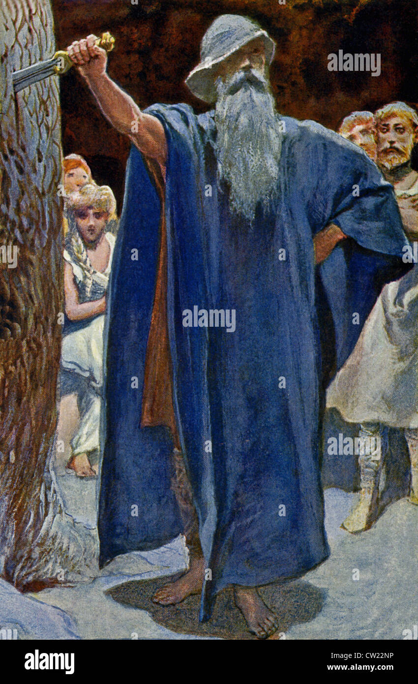 At a wedding feast at Volsung's palace Odin plunges a sword into the ...