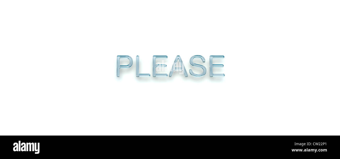 3D Key Word "PLEASE" Glass Style Stock Photo - Alamy
