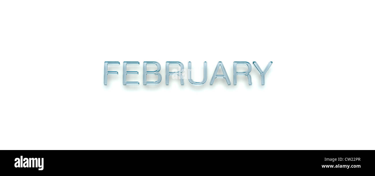 3D Key Word "FEBRUARY" Glass Style Stock Photo - Alamy