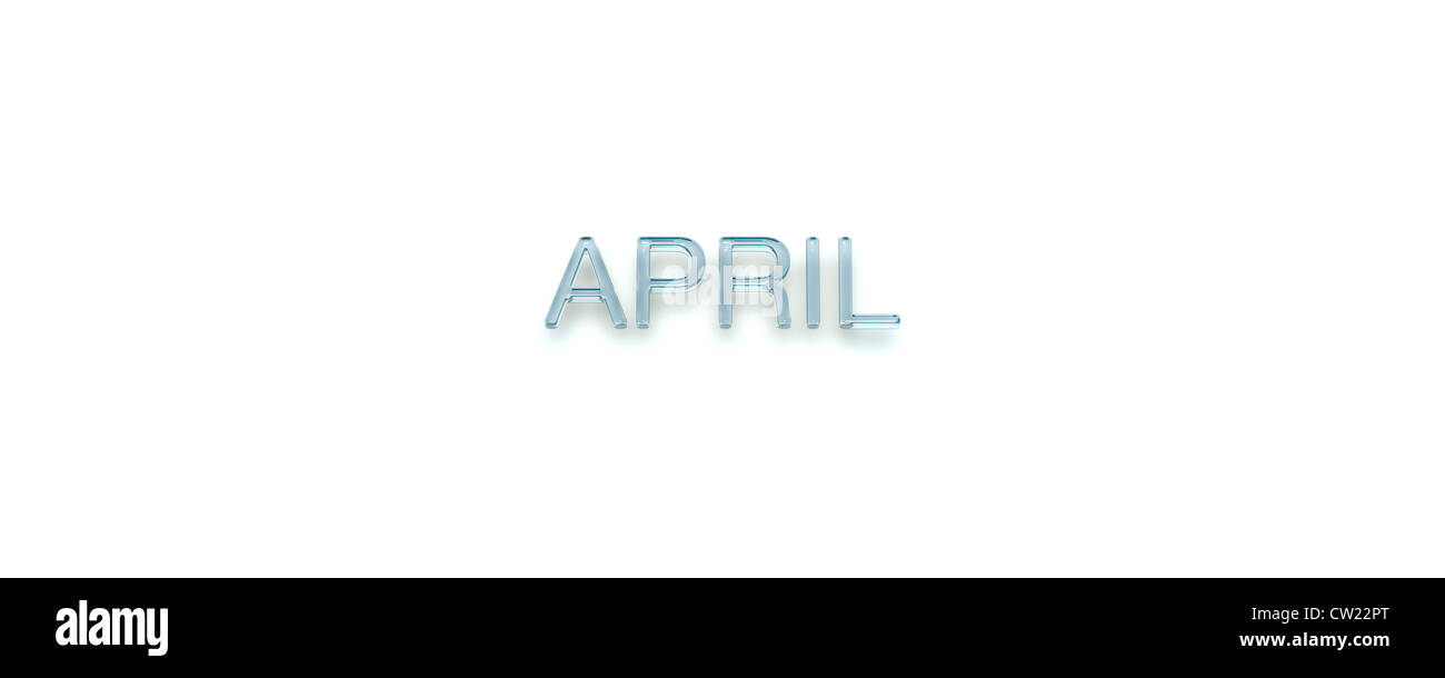 3D Key Word "APRIL" Glass Style Stock Photo - Alamy