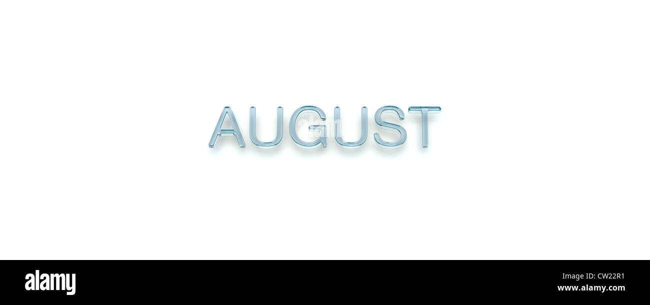 3D Key Word "AUGUST" Glass Style Stock Photo - Alamy