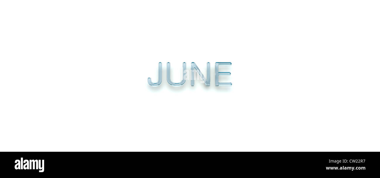 3D Key Word "JUNE" Glass Style Stock Photo - Alamy