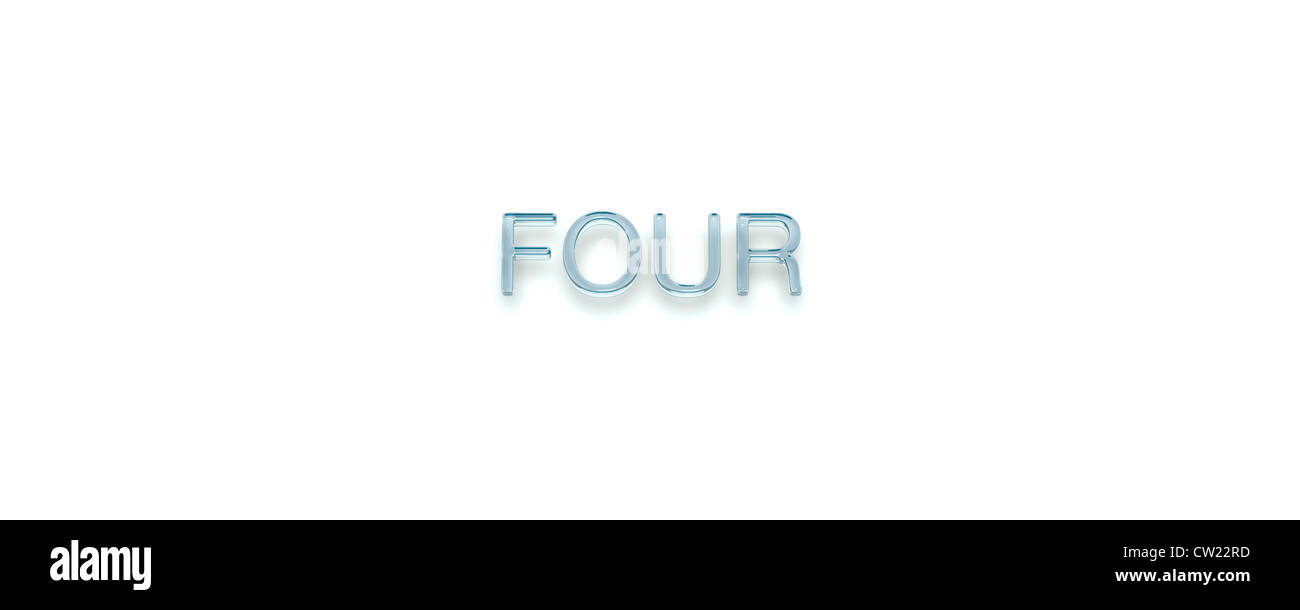 3D Key Word "FOUR" Glass Style Stock Photo - Alamy