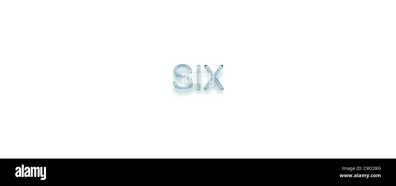 3D Key Word "SIX" Glass Style Stock Photo - Alamy