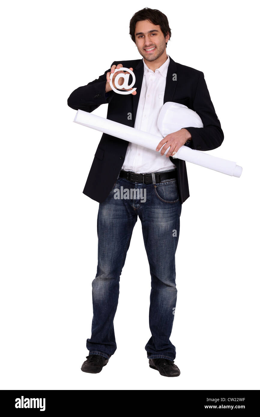 Architect with an @ sign Stock Photo - Alamy
