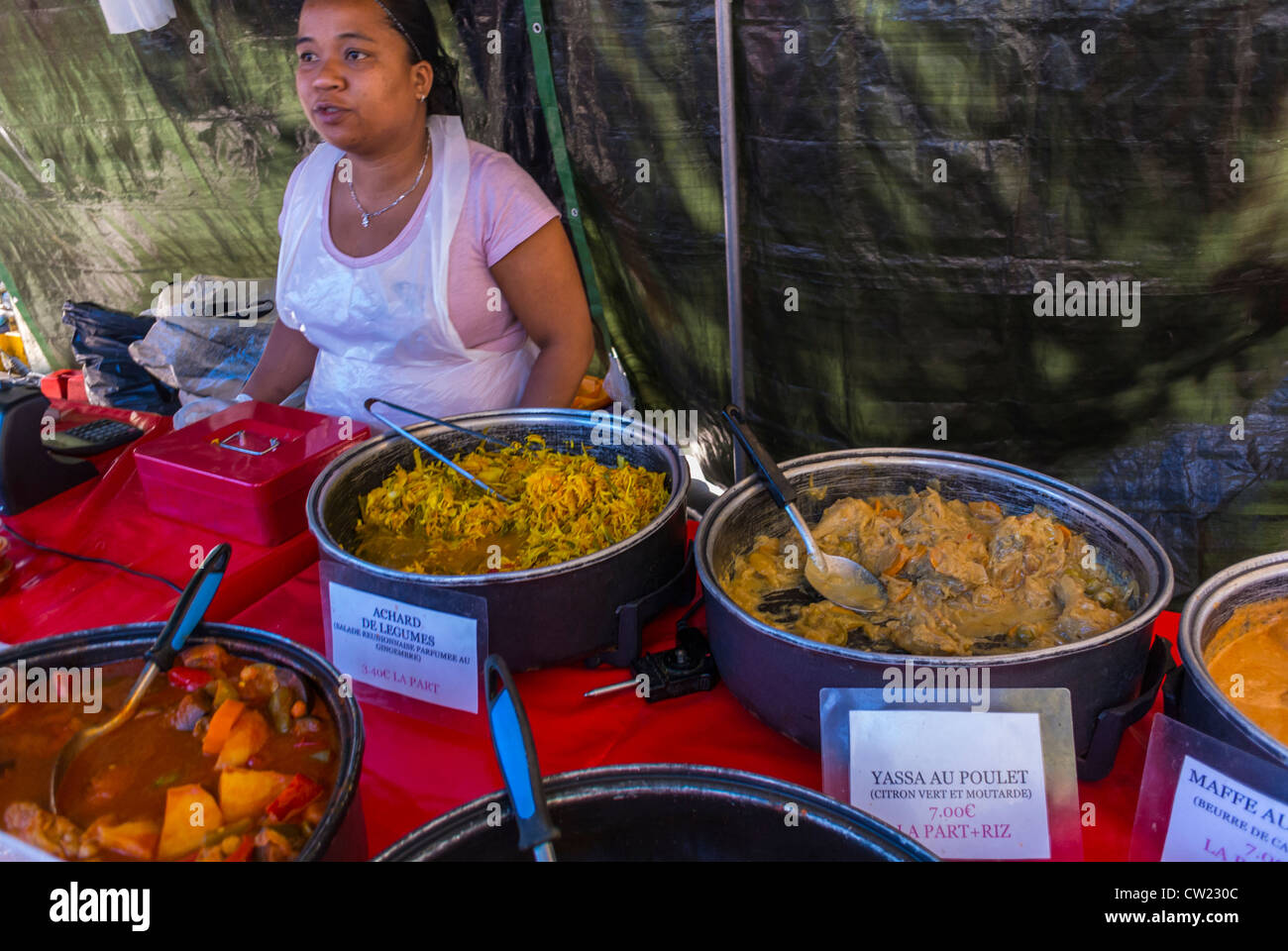 Paris, France, African WOman Selling Take Away African Food in Outdoor ...