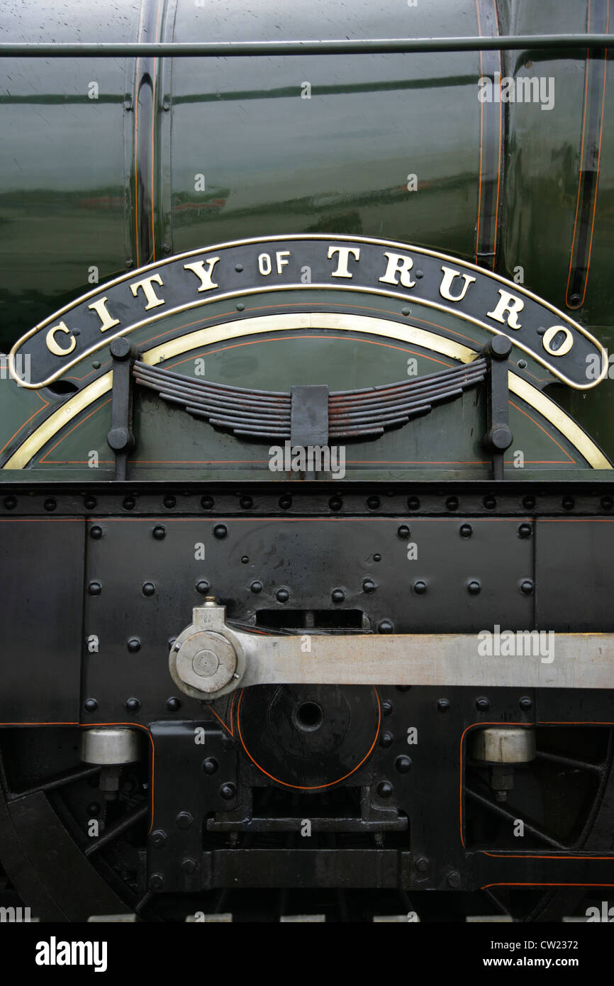 Nameplate of preserved GWR steam locomotive "City of Truro Stock Photo ...