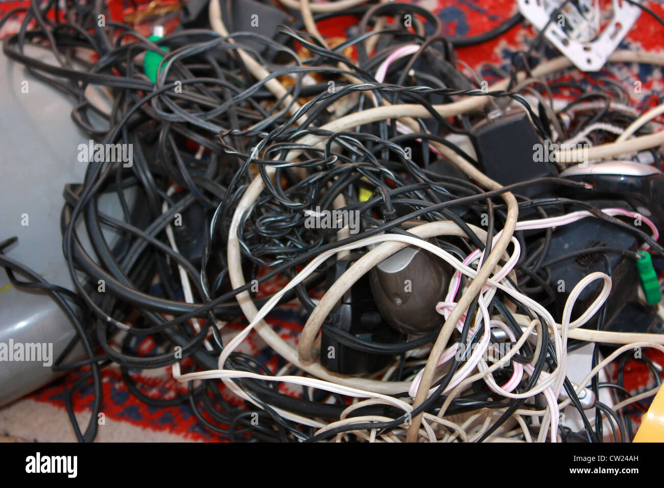 Entangled mixed wires Stock Photo - Alamy