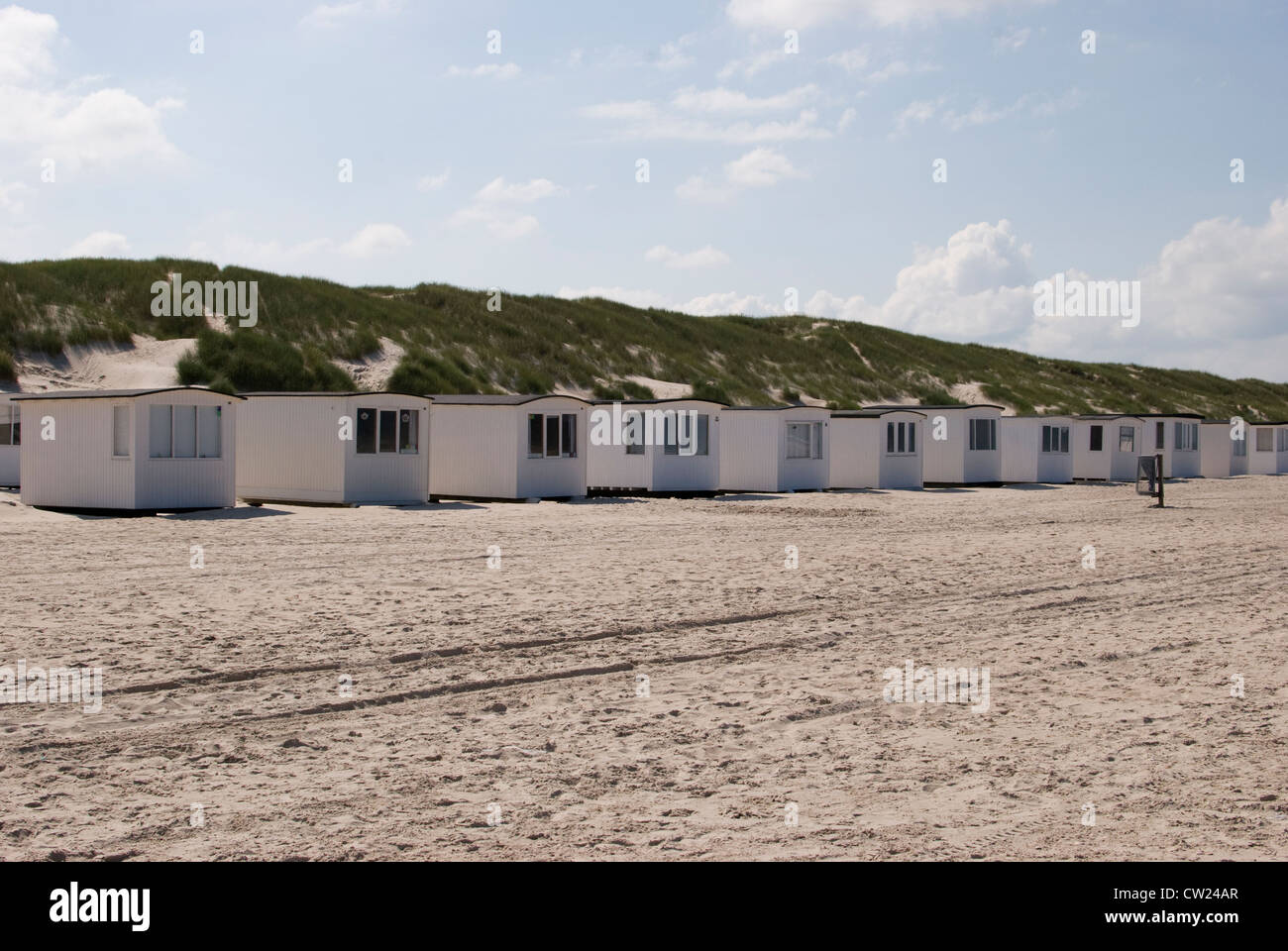 Beach houses at the west coast of Denmark, Every summer these houses ...