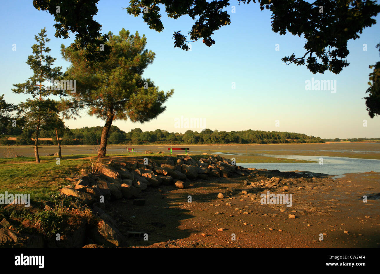 View of la Marle river at low tide from Ile de Conleau, Vannes ...