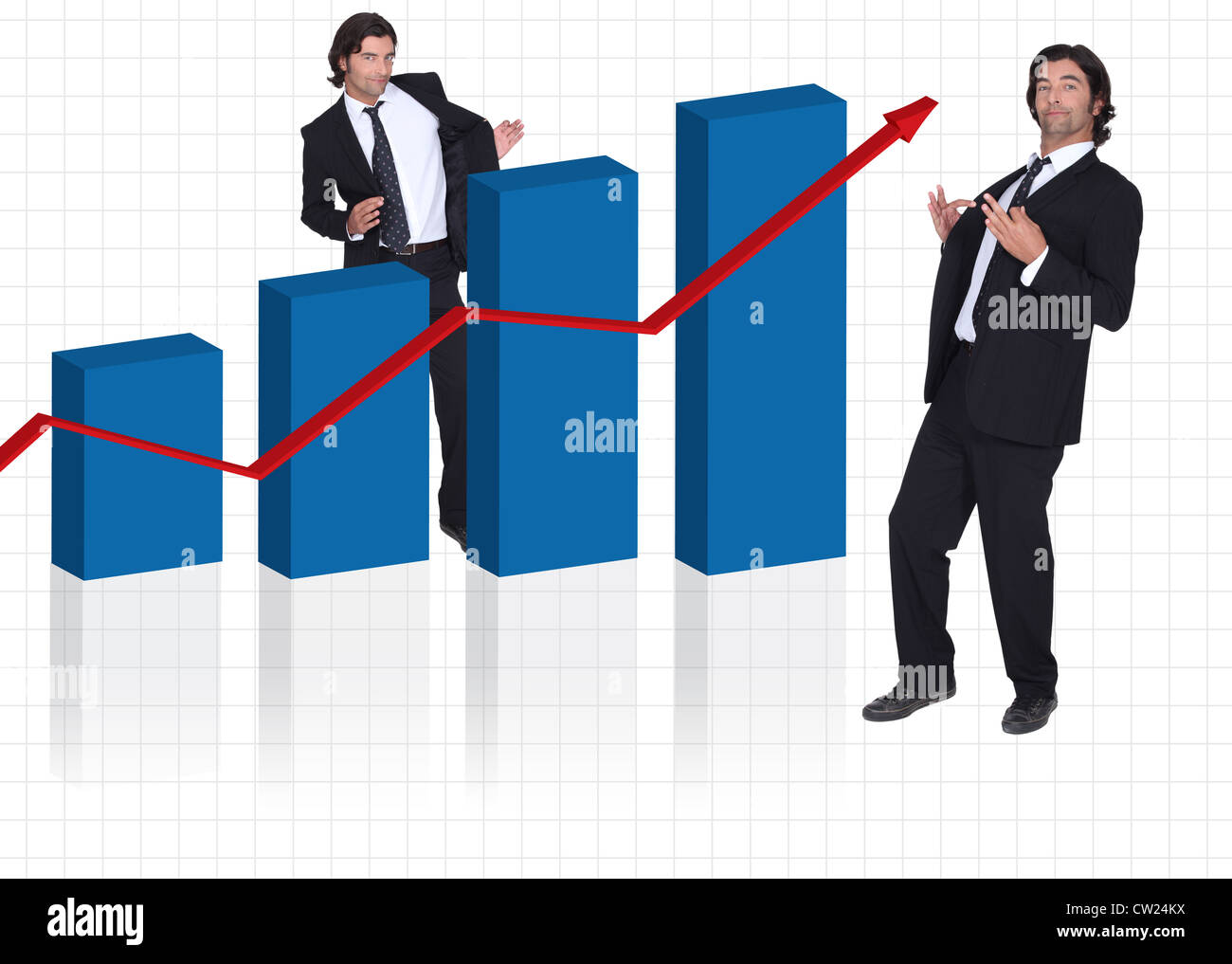 Man stood by graph Stock Photo - Alamy