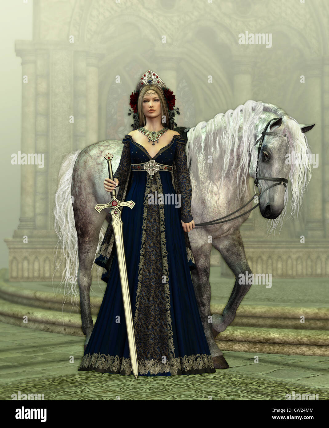 Medieval woman horse hi-res stock photography and images - Alamy