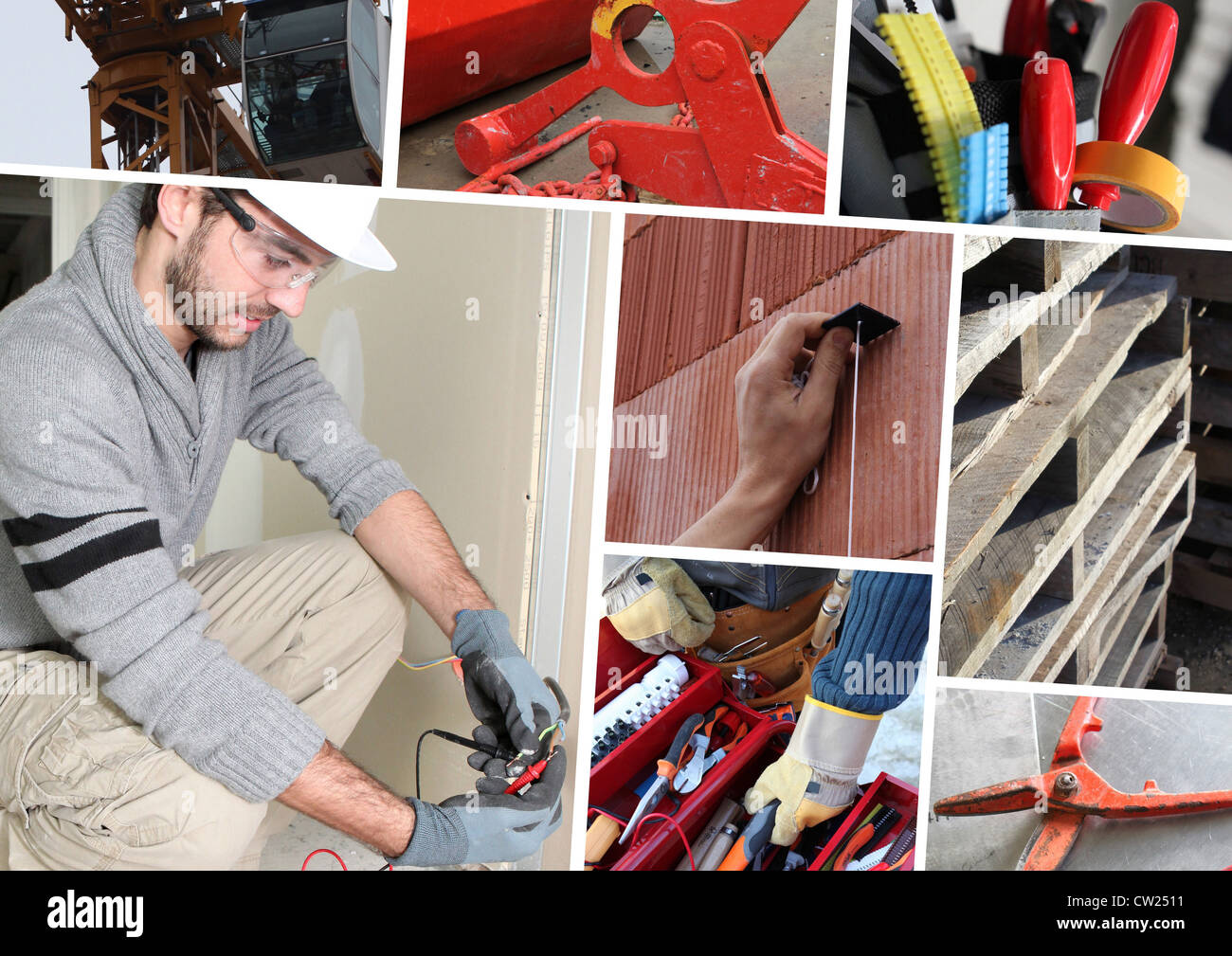 Construction themed collage Stock Photo - Alamy