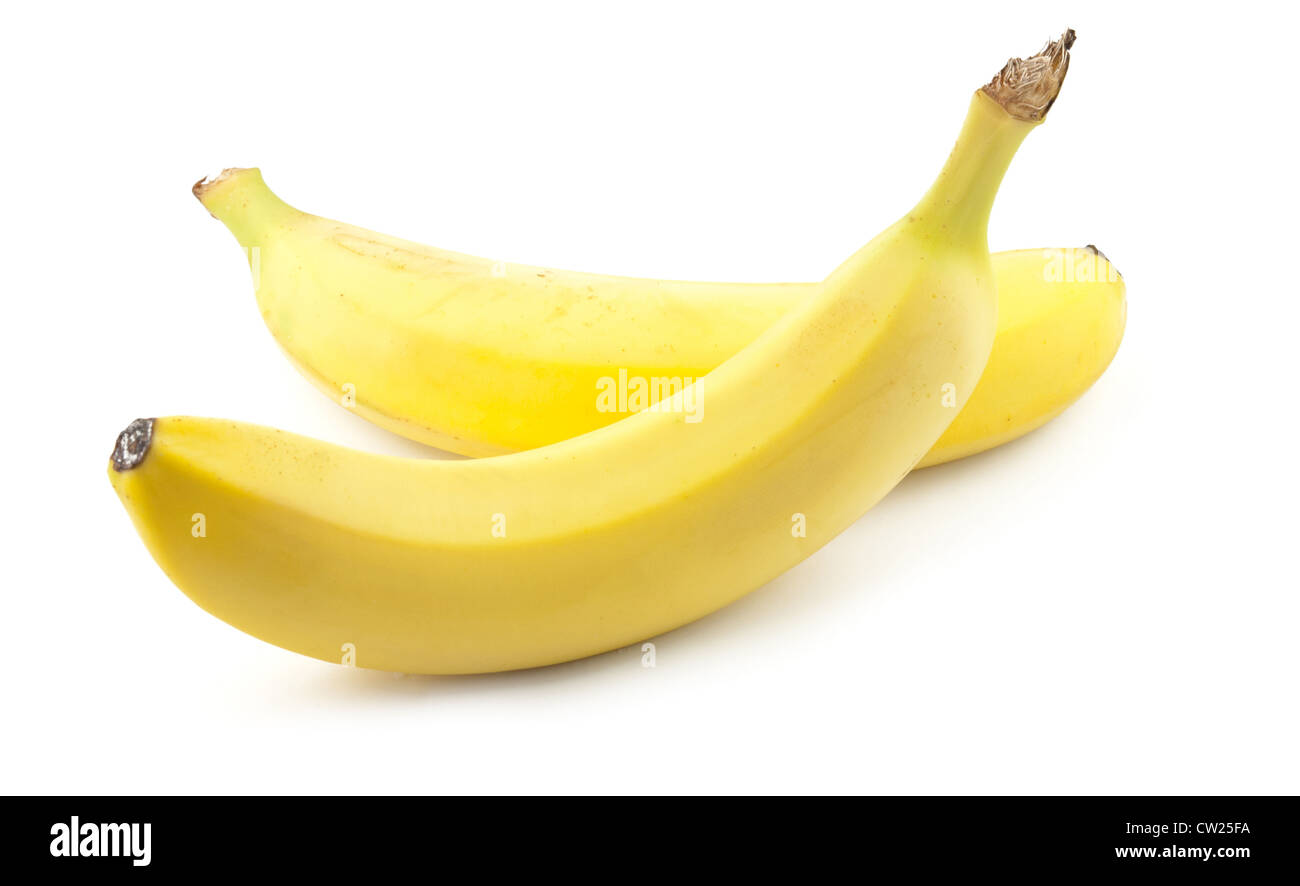 two mature bananas, on white background Stock Photo - Alamy