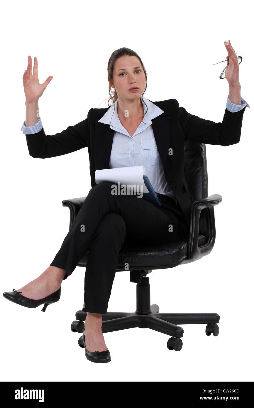 Adult female sitting writing Cut Out Stock Images & Pictures - Alamy