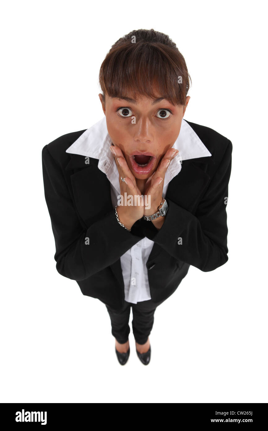 businesswoman looking very surprised Stock Photo - Alamy