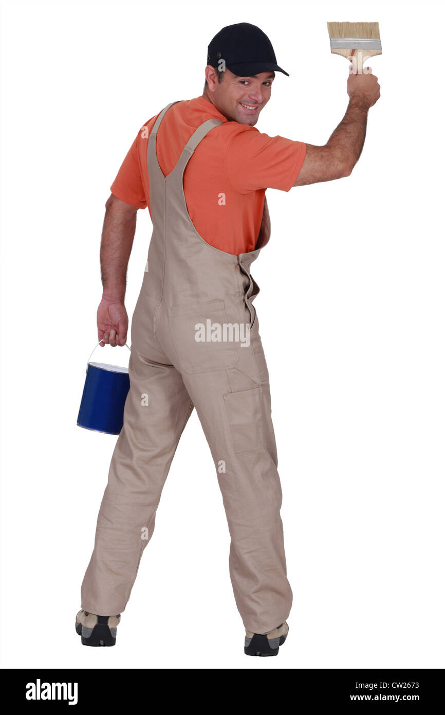 Workman painting Cut Out Stock Images & Pictures - Alamy
