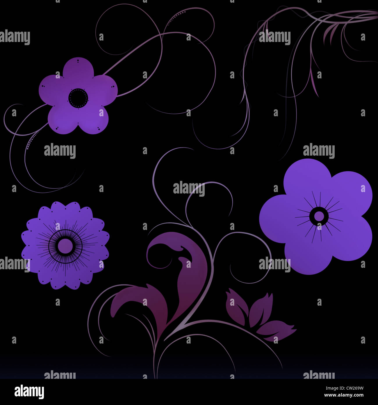 Beautiful illustrated flower background design with gradient Stock ...