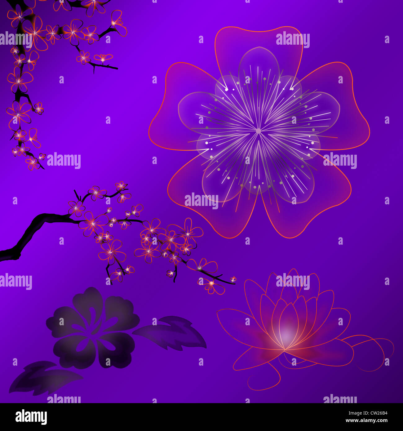 Beautiful illustrated flower background design with gradient Stock ...
