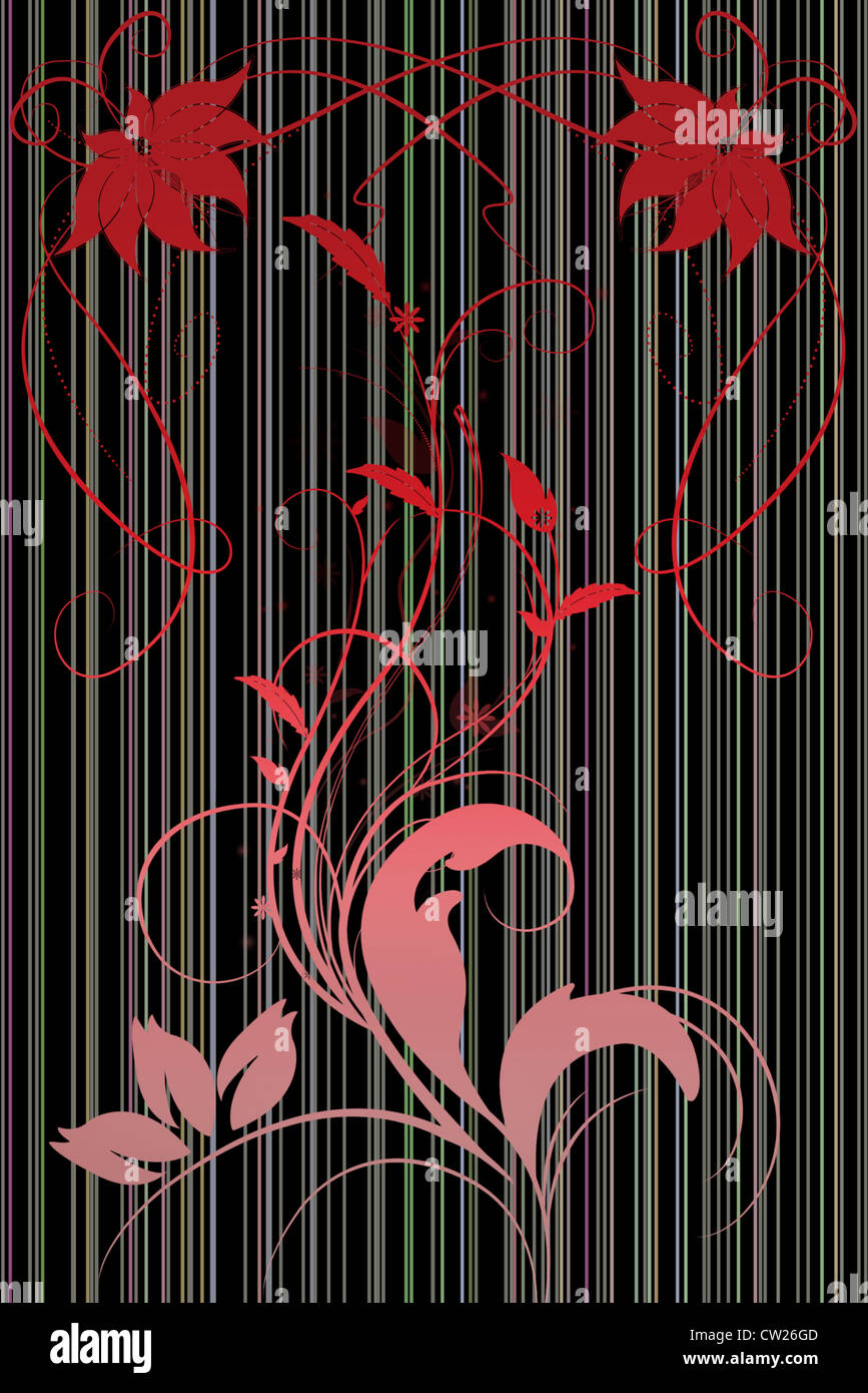 Beautiful illustrated flower design with background pattern Stock Photo ...