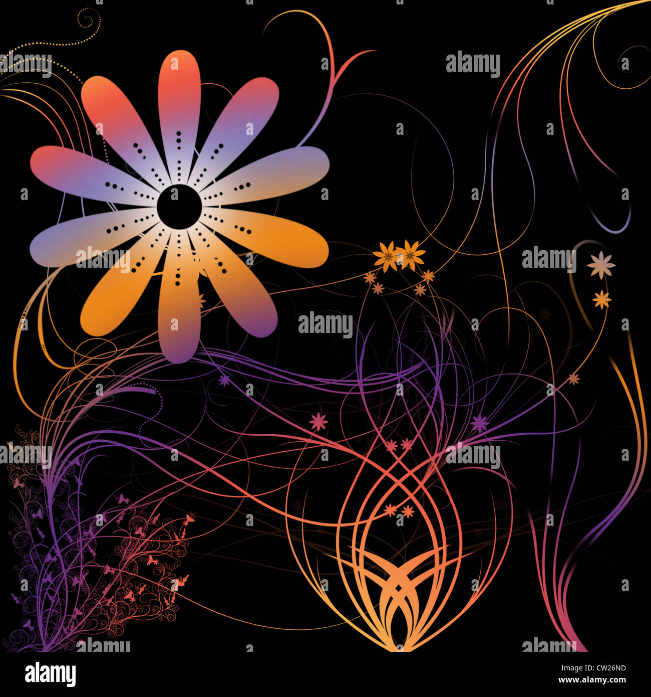 Beautiful illustrated flower background design with gradient Stock ...