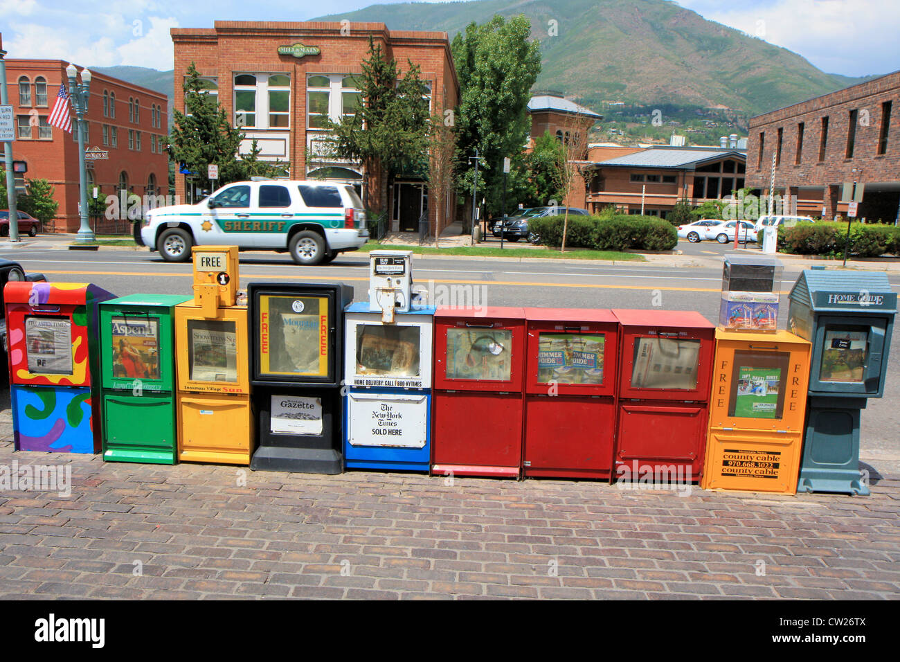 Newspaper vending machines, Aspen, Colorado, USA Stock Photo - Alamy
