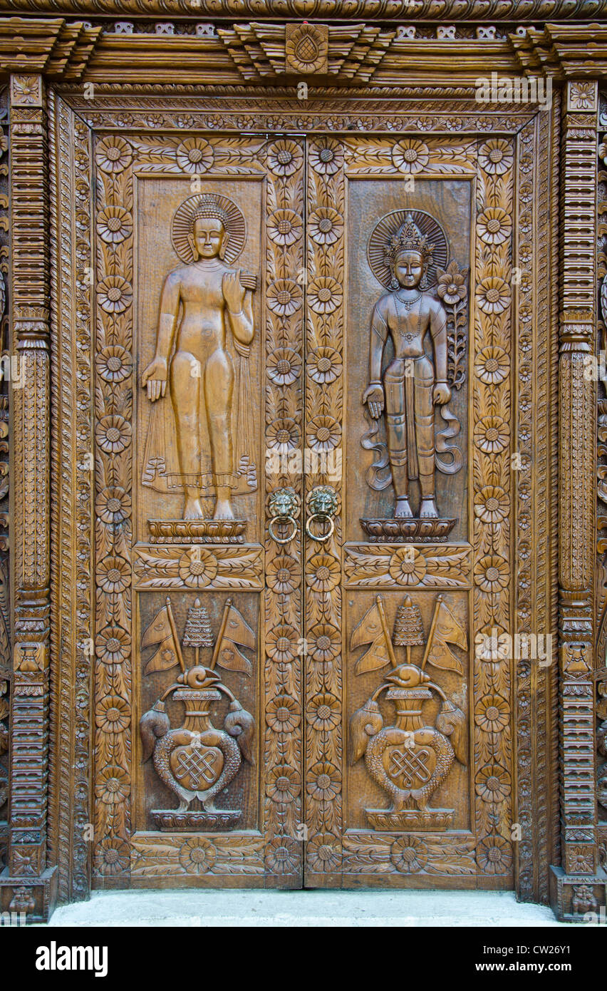 ancient art on wood door Stock Photo - Alamy