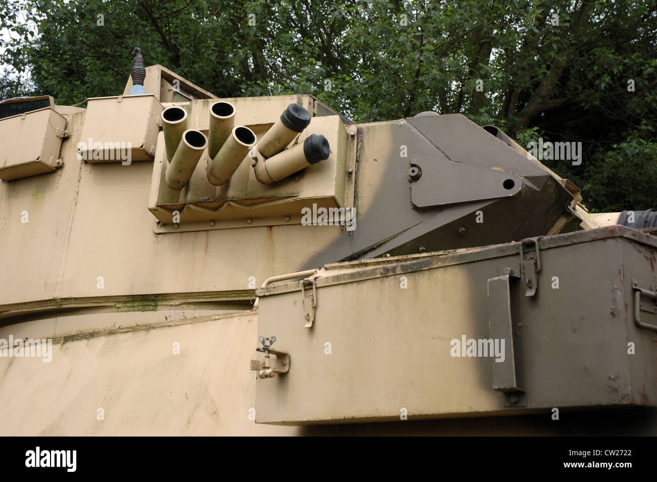 Mortar tubes on the turret of a Vickers Mk 11 Viper patrol vehicle ...