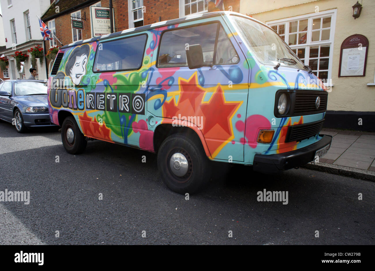 Vw Camper Van, painted in bright colours, advertising Gone Retro, a ...