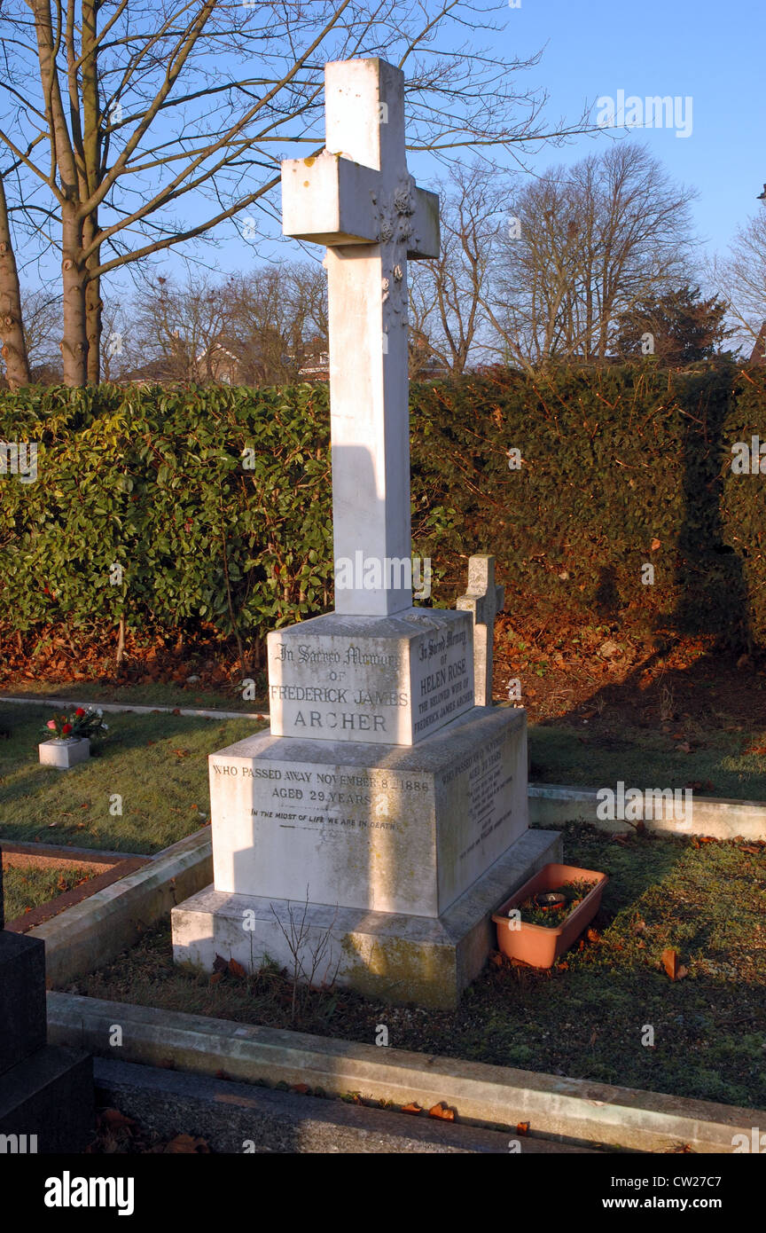 Grave of champion jockey Fred Archer in Newmarket cemetery, Suffolk, UK ...
