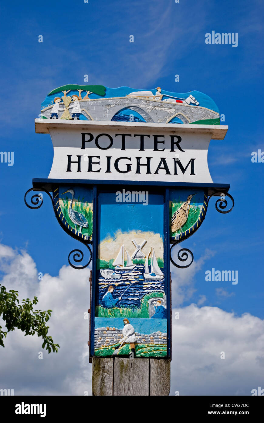 The Village Sign at Potter Heigham in Norfolk, which is one of the ...